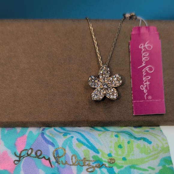 Lilly Pulitzer | Jewelry | Lilly Pulitzer Sparkling Gold Floral Pendant ...